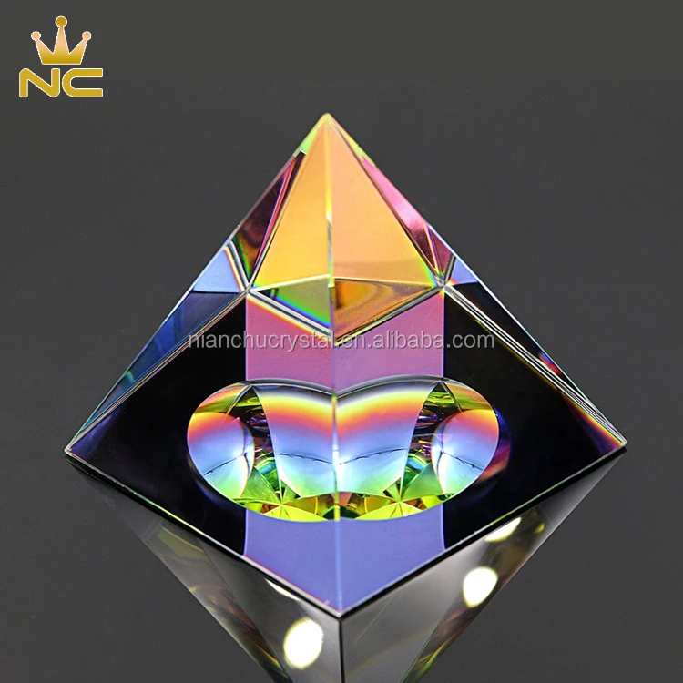 Engraved Paperweight Crystal Glass Pyramid - Perfect Gift