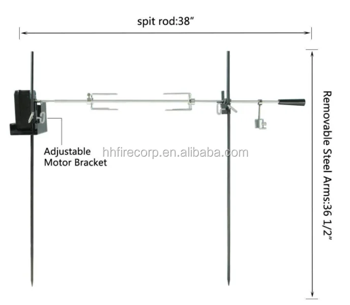 Rotating Cordless Dual Post Open Fire Spit Rotisserie Kit