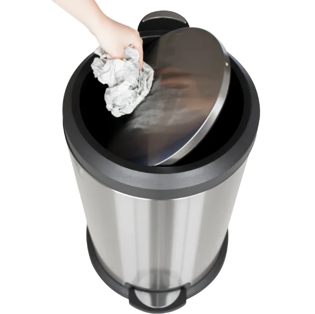 40l Swing Top Cover Kitchen Bin Stainless Steel Dust Bins Soft Close ...