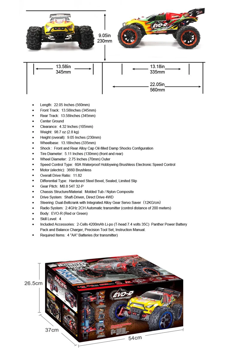 Remo Hobby 8066 1/8 Brushless Truggy Truck EVO-R Scale RC Car