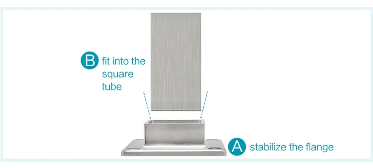 Stainless Steel Square Tube Base Plate for Handrail - Sonlam