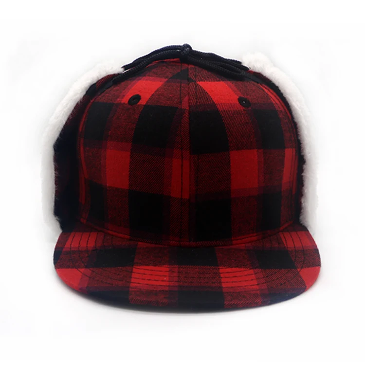 Custom Logo Ear Flap Winter Hat - Snapback Cap 6 Panel