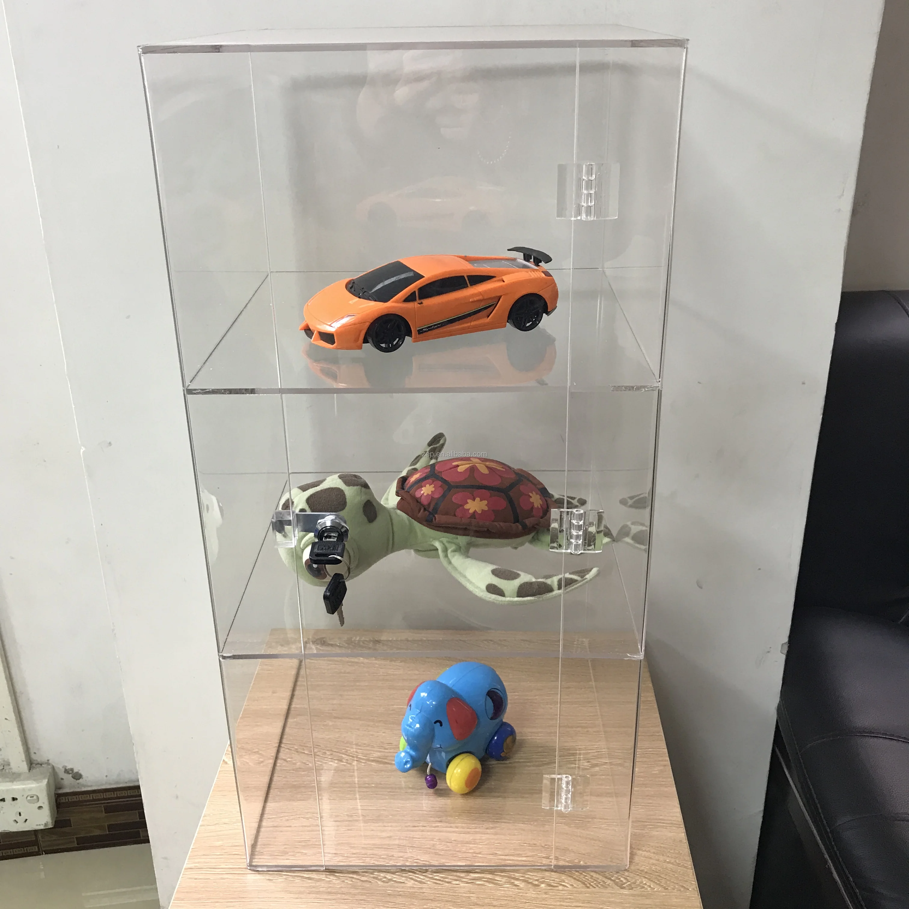 Plastic Storage Box With Lock 3 Tier Cell Phone Display Case Stand ...