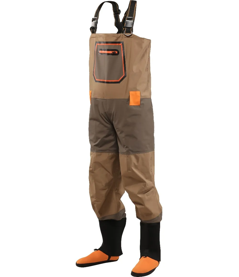 4 -layer Breathable Fabric Waist Fishing Waders Neoprene Stocking Foot ...