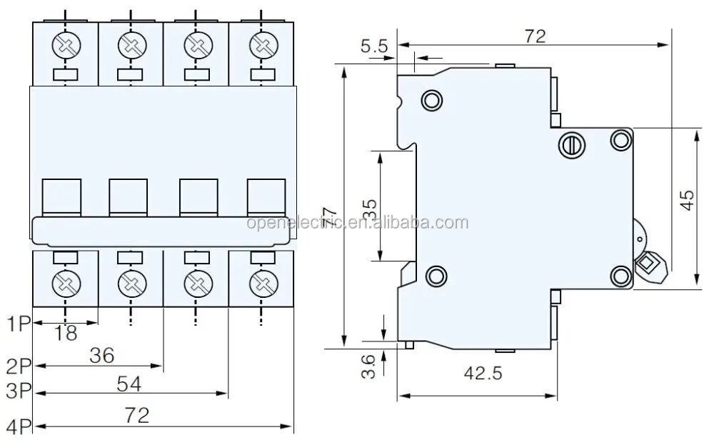 OPEN DZ47-63 1p 2P 3P 4P Mini MCB 20A 16A 10A 32A 25A 40A 63A AC MCB ...
