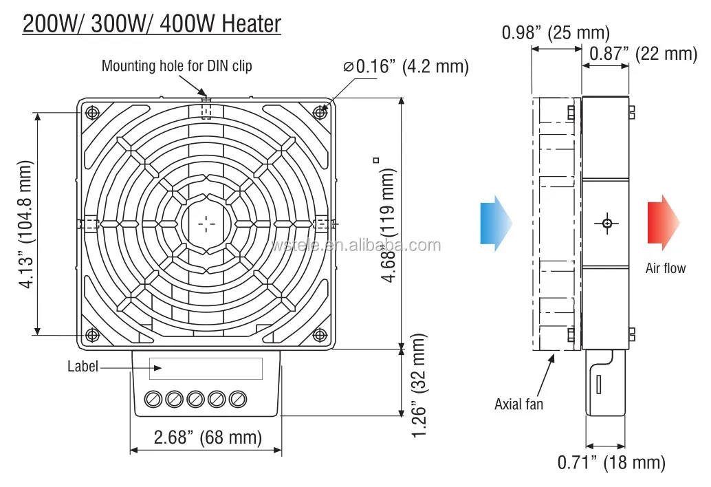 Hv031/hvl 031 100w To 400w Space Saving Fan Heater - Buy Space Heater ...