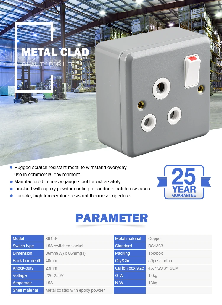 Metalclad Industrial Wall Mounted 15amp Switch Socket Outlets - Buy ...