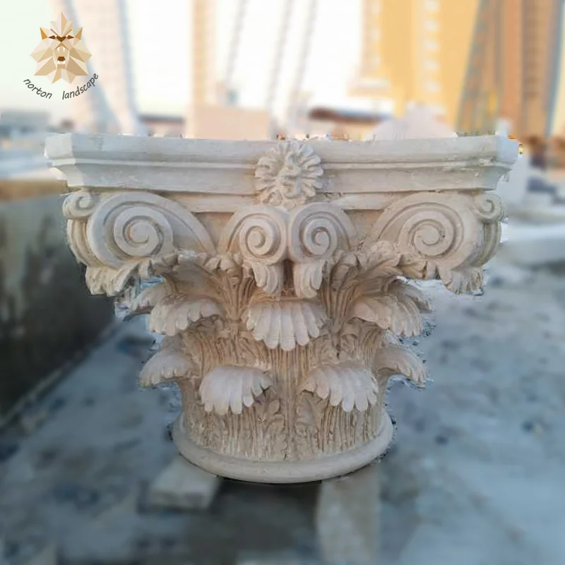 Elevate Your Garden with Red Marble Gate Pillar Capitals