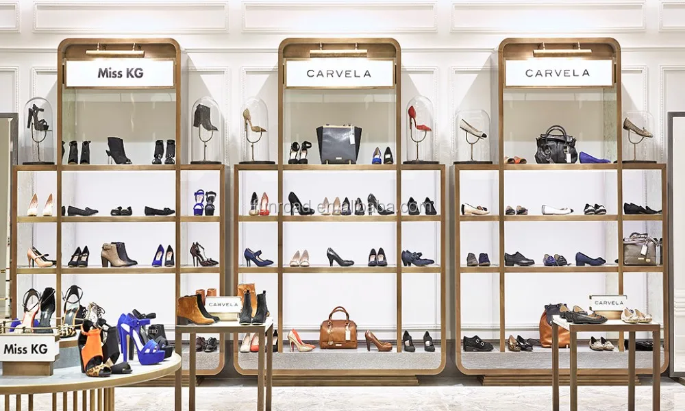Modern Metal High Heel Shoe Display Shelves And Counter For Boutique ...