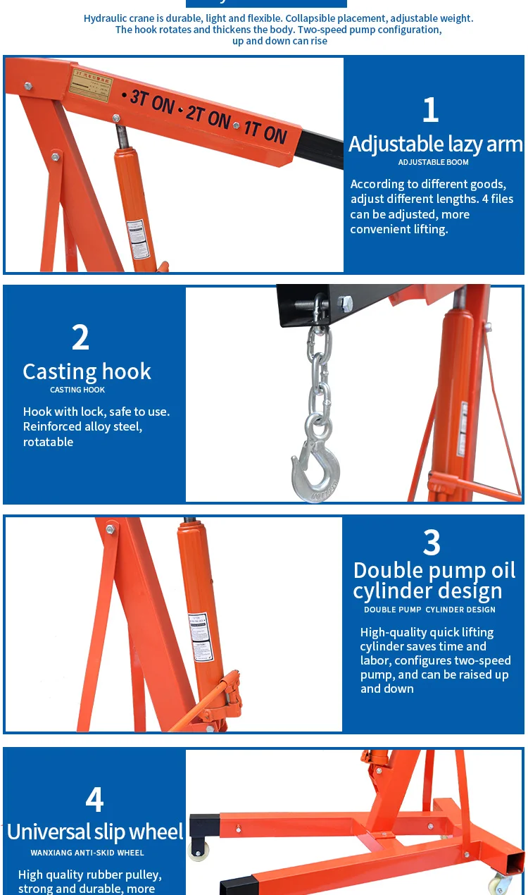 Portable Hydraulic Engine Hoist - Mini Crane Lift for Sale, 2-3 Ton ...