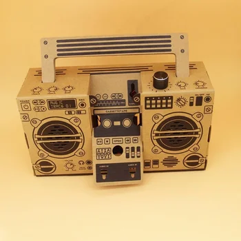 Retro Foldable Player,Radio Shaped Amplifier 3.5mm Diy Paper Cardboard ...