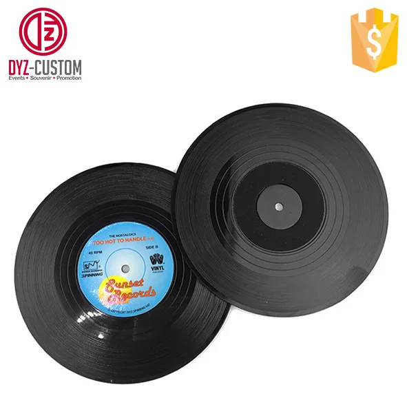 Set Of 6 Soft Pvc Vinyl Record Coaster Custom Retro Vinyl Cd Record ...