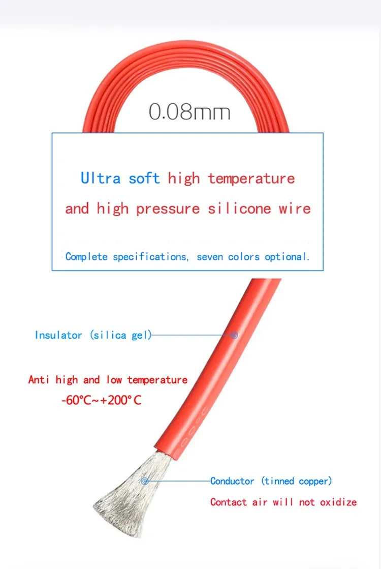 High Temperature Flexible Silicone Wire Cable 6awg 8awg 10awg 12awg 14awg 16 18 20 22 Awg For Rc ...