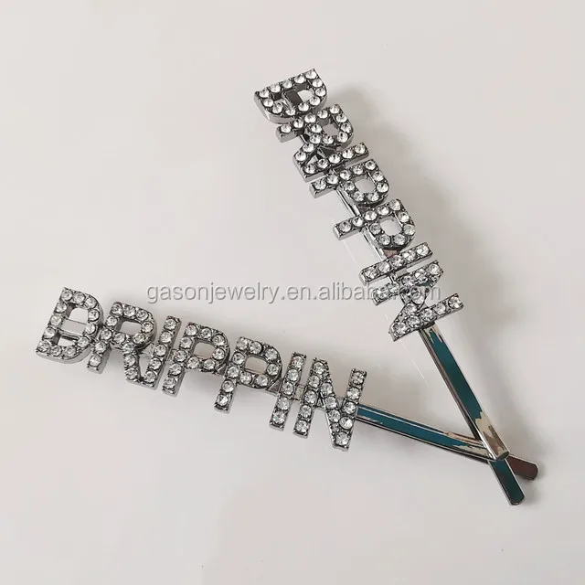 FREE CUSTOM Gold Black Silver Words Pearl Hair Pins Alphabet Pearls ...