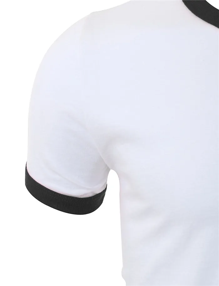 Classic Ringer Tee Mens Slim Fit T Shirts Bulk Blank Tees 50 Cotton 50 ...