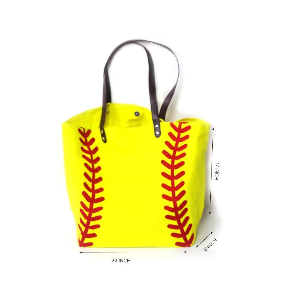 Baseball Tote Bag Softball Canvas Women Handbag Hasp Closure Red ...
