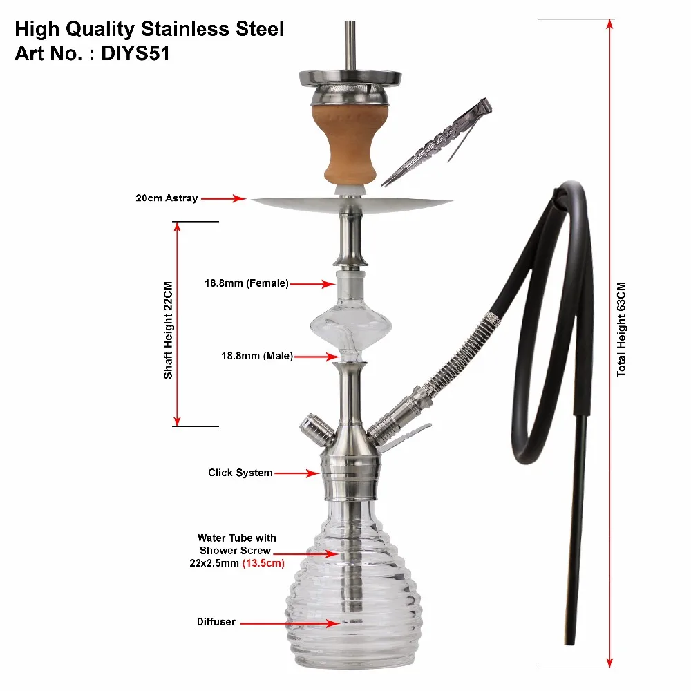High Quality Stainless Steel Large Size Shisha Hookah Diy Wholesale ...