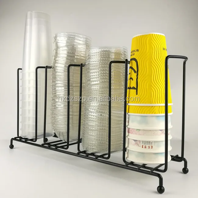 4 Compartments Wire Cup Rack - Organize Coffee Cups & Lids