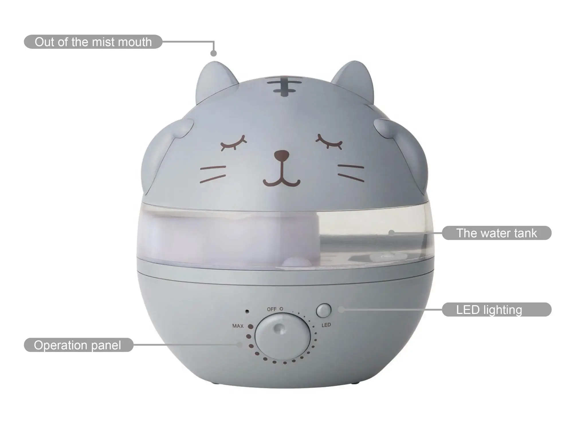 2L Cute Animal LED Lighting Aroma Humidifier - 1 Year Warranty