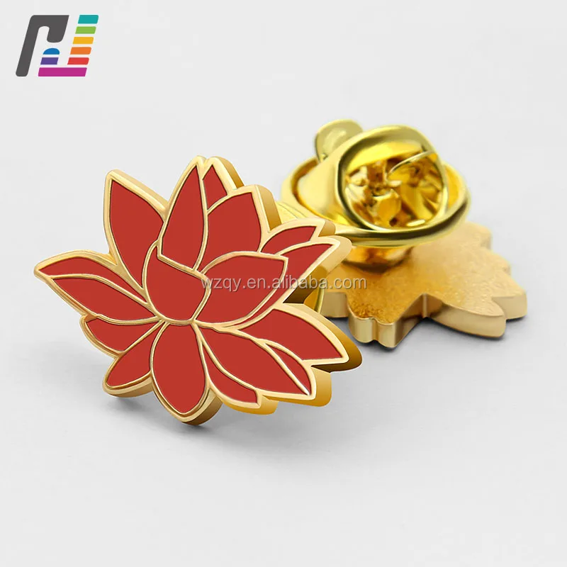 3d Lotus Shape Metal Badges Custom Flower Hard Enamel Lapel Pin Bagdes ...