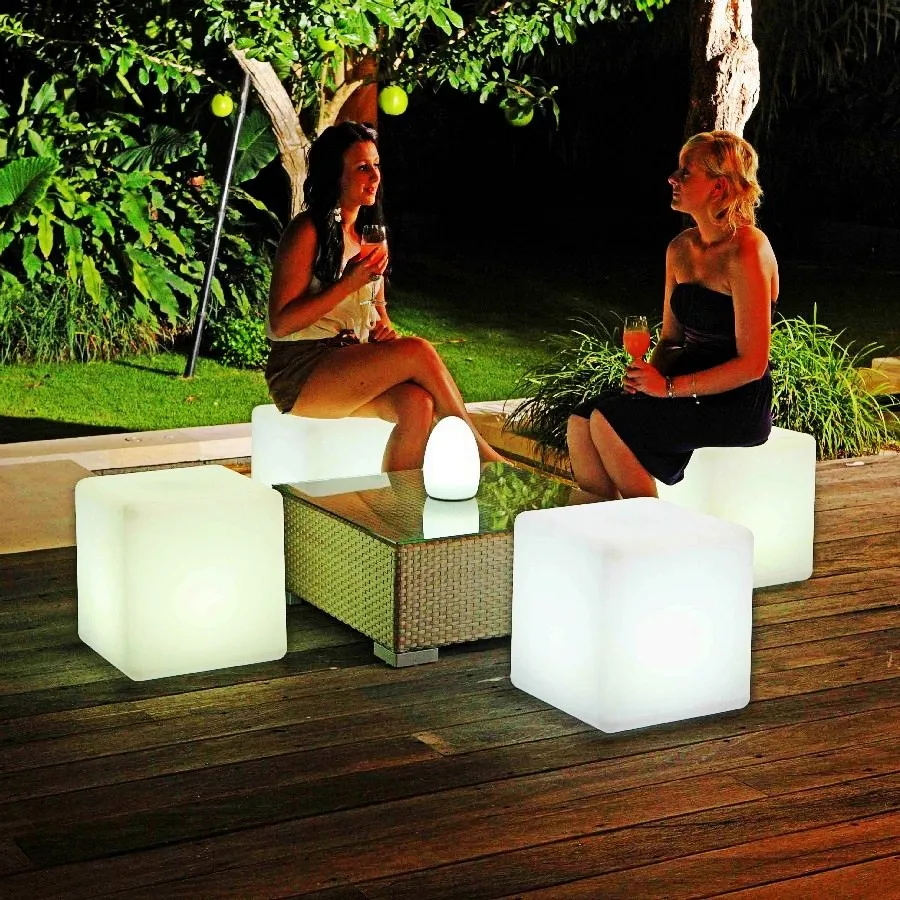 Garden Outdoor Decor Led Cube Chair Table,Light Up Cube Seat,Glowing ...