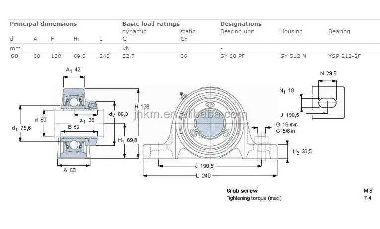 Pillow Block Bearing Housing SY512M - Durable & Efficient