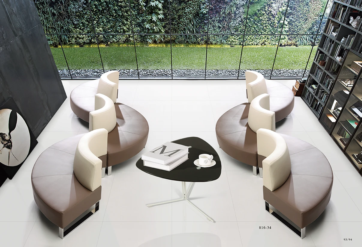 Pinmoon Round Leather Modern Sofa Set for Lobby & Lounge