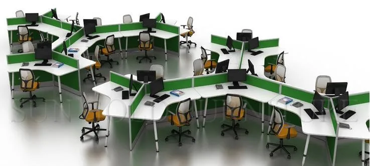 High End Modern Office Cubicles Workstation Modular 3 Person Desk With ...