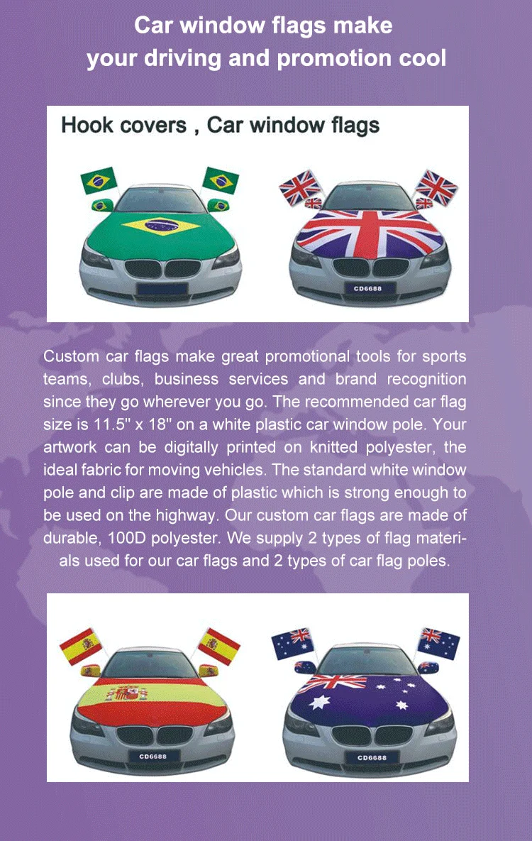Wholesale Custom Car Window Flag Pole Hood Cover Flag Holder Car Flag ...