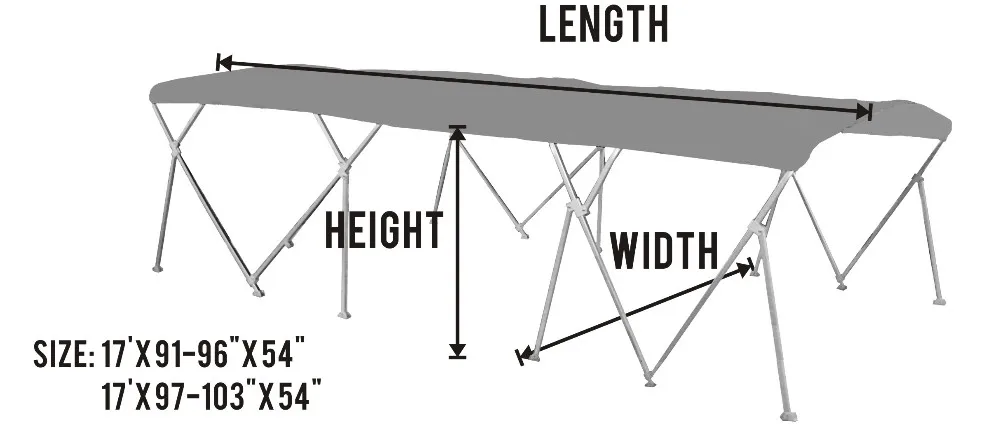 NHCX Pontoon Boat Double Bimini Tops - 18' Long & UV Protection