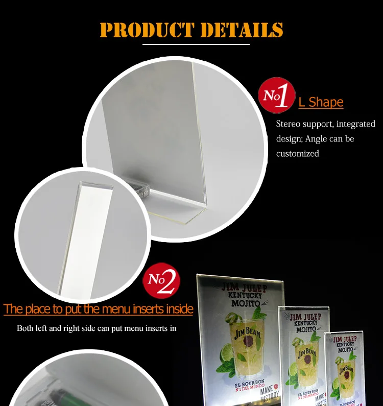 Transparent Restaurant Acrylic Table Menu Display Holder Stand T Shape ...