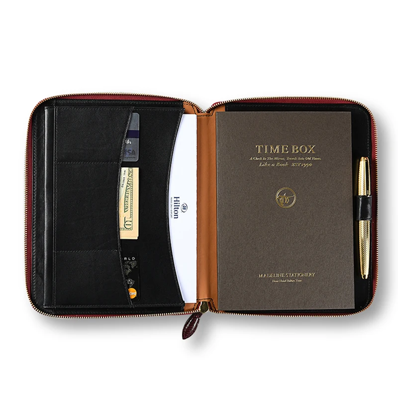 Custom Zipper Notepad Multi-functional Leather Notebook Work Book 80 ...