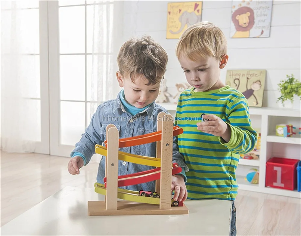 Wooden Ramp Racer Race Track For Toddlers And 4 Wood Cars,Race Car Ramp ...