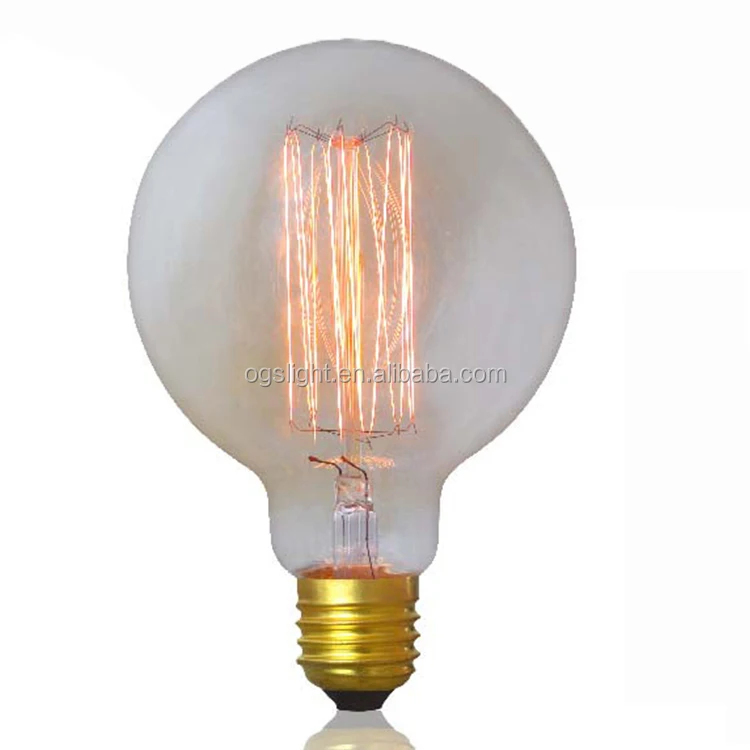Zhongshan Supplier Big Round Clear E27 Vintage 40w 230v G95 Edison ...