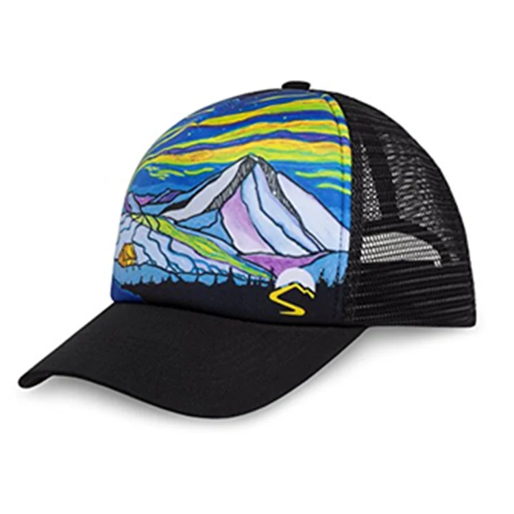 Sublimated Print Trucker Cap 5 Panel Foam Front Adjustable Mesh Sports ...