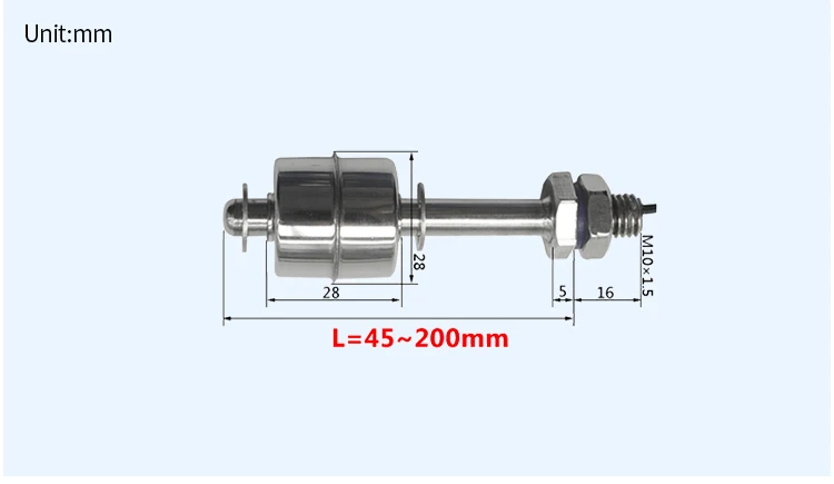12 V Mini Stainless Steel Float Level Switch Vertical Level Control ...