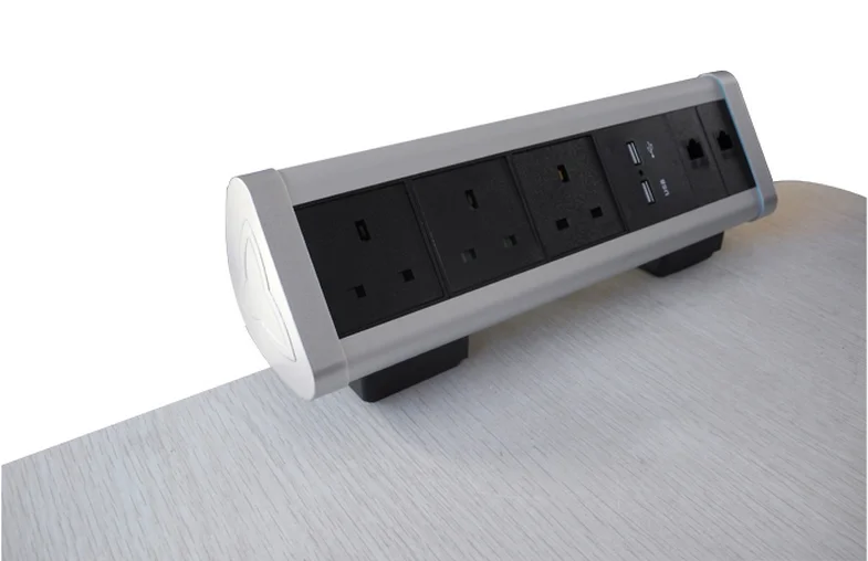Uk Power Triangle Tabletop Socket With Usb Charger / Multimedia Bar ...