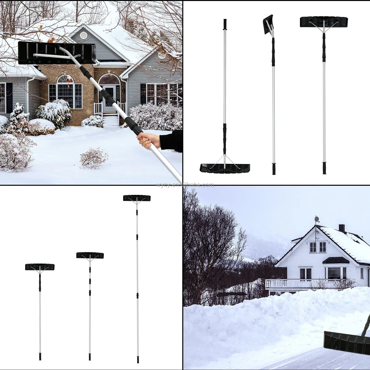 21-feet Telescoping Snow Rake For Roof Snow Removal Tool With 6" By 25 ...