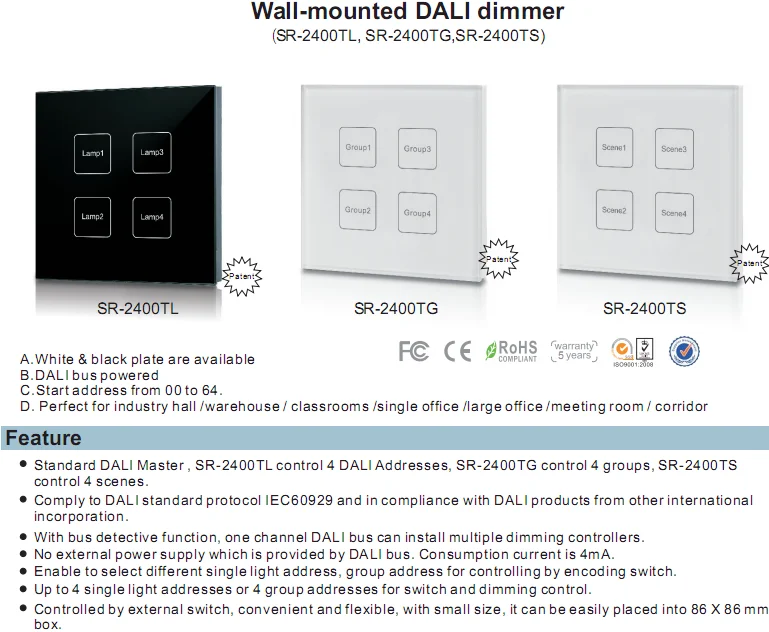 Wall Mounted Dali Touch Switch/DALI Touch Dimmer Switch| Alibaba.com