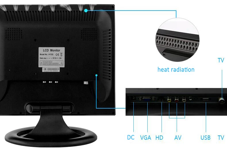 Portable Square Screen 13 Inch Pc Lcd Monitor With Vga Dvi Input - Buy ...