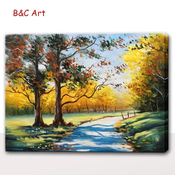 Gorgeous Park Path Scenery Hand Painted Canvas Oil Painting - Buy Hand ...