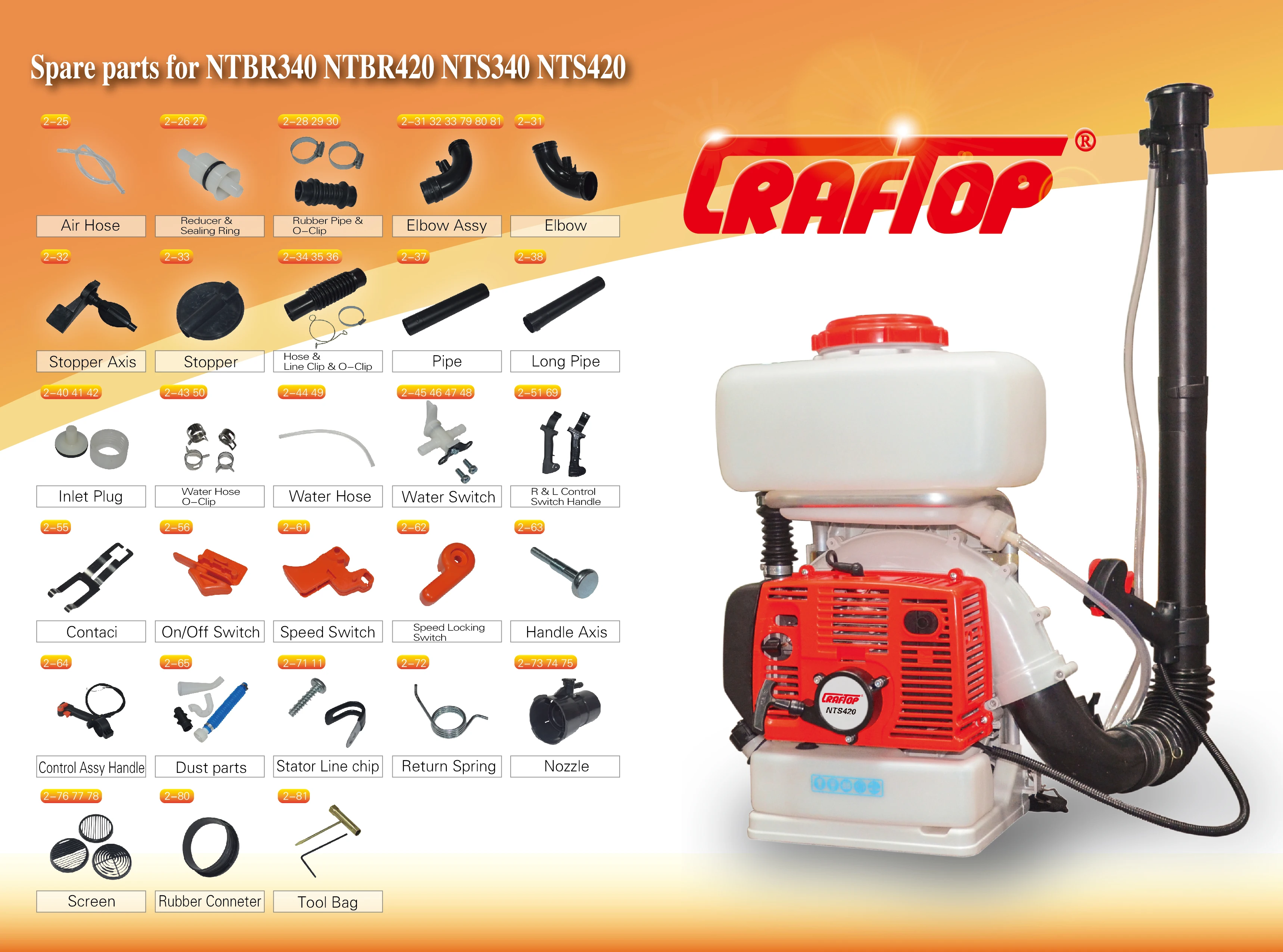 Backpack Agricultural Power Sprayer Mist duster Blower SR420 with Big ...