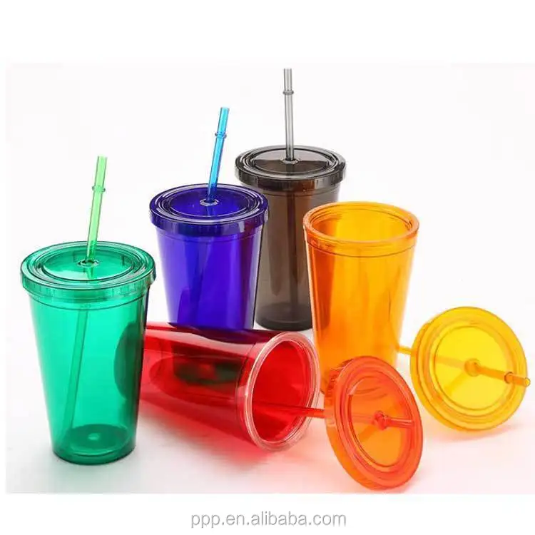 24oz Insulated Plastic Tumbler with Straw - Customizable