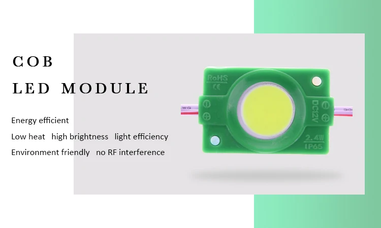 Custom COB Module 12v 2.4w 120lm IP65 Cool White Green Led