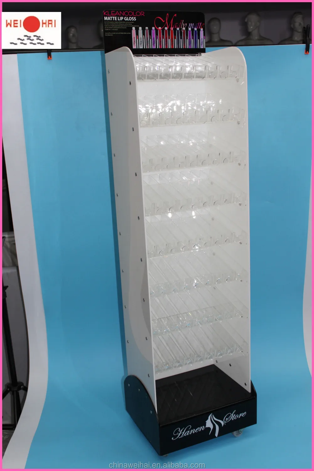 Acrylic Lip Gloss Display Stand With Wheels - Buy Lip Gloss Display ...