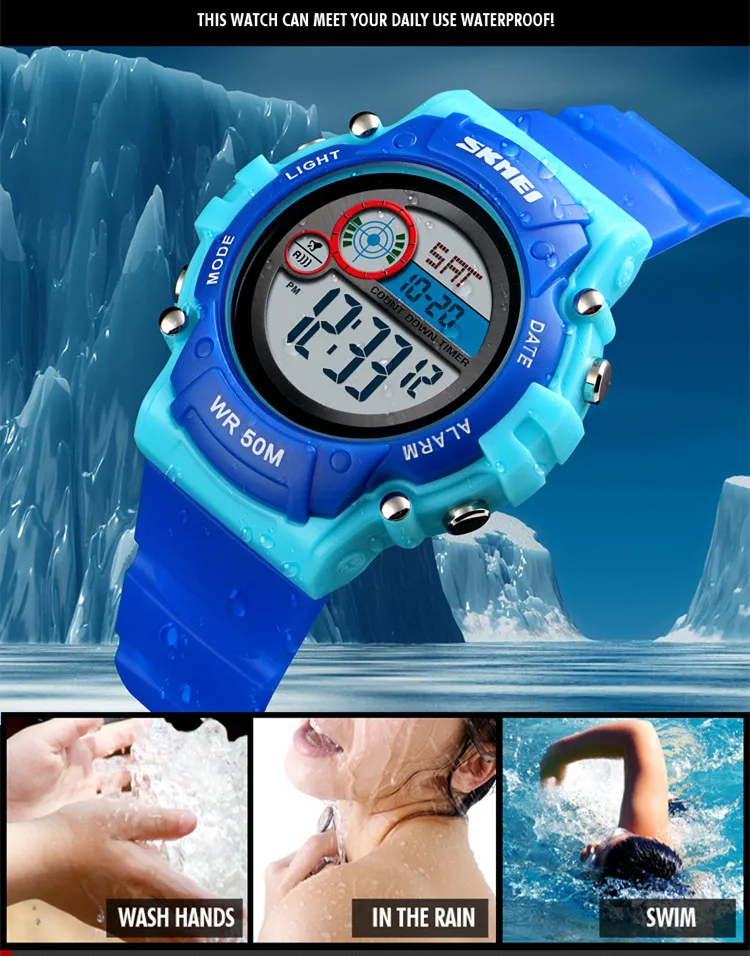 Skmei 1477 New Brand Waterproof Kids Watch Fashion Sports Led Digital ...