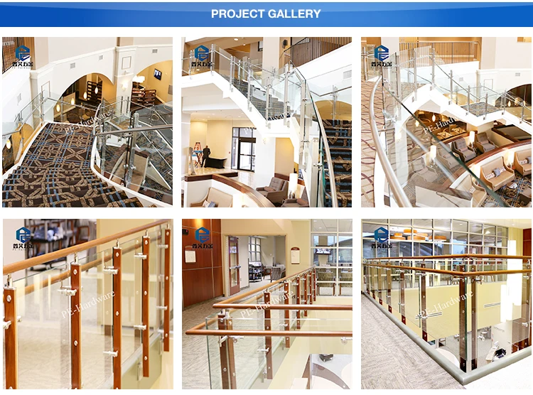 Modern Glass Railing System with Wood Handrail for Hotels - Floor ...