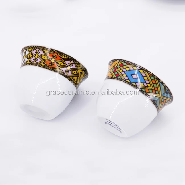 Ceramic Porcelain Tibet Saba Cawa Cup Set - Small Coffee Cups