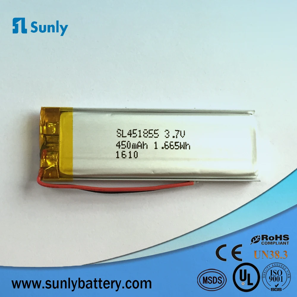 451855 3.8v 450mah Un38.3/msds Approved Li-ion Battery Pack - Buy Li ...