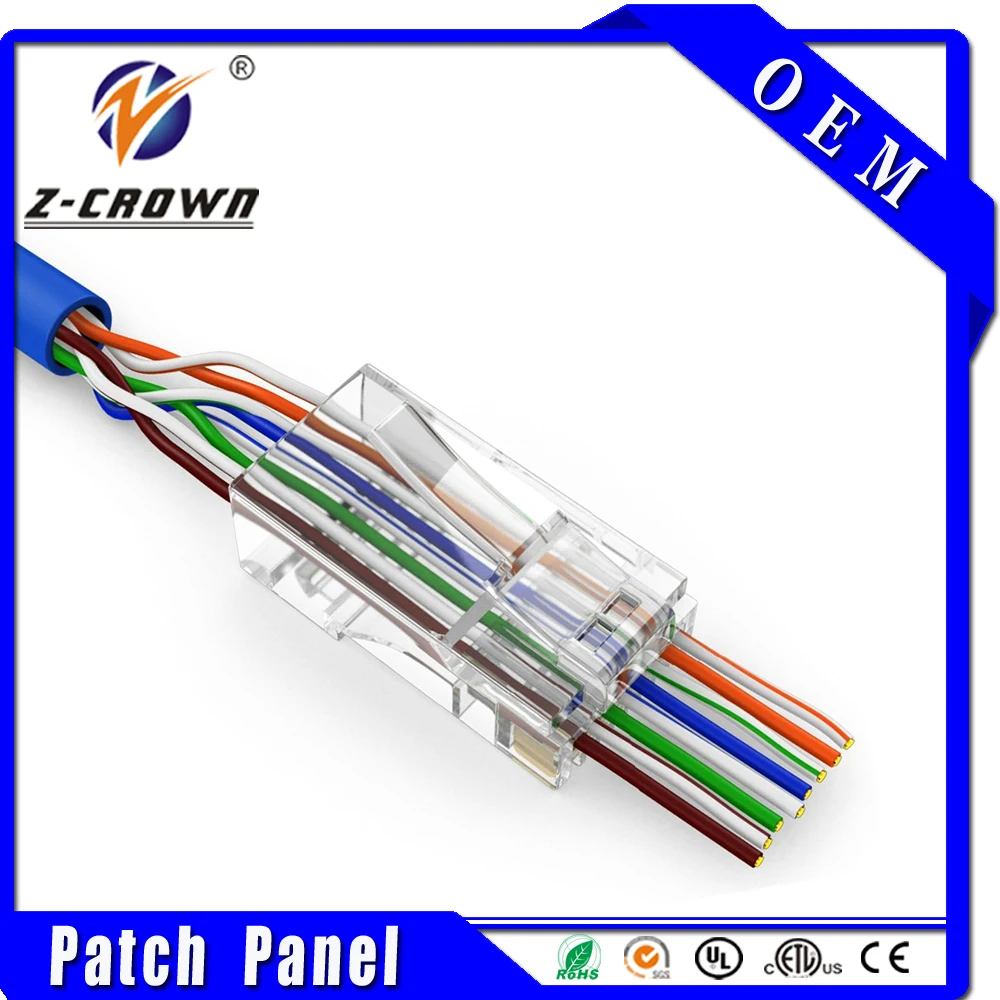 50pcs Shielded 8p8c Cat5e Cat6 Cat7 Cat8 Plug Rj45 Pass Through Gold ...